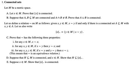 Solved Connected Sets Let M Be A Metric Space A Let X E Chegg