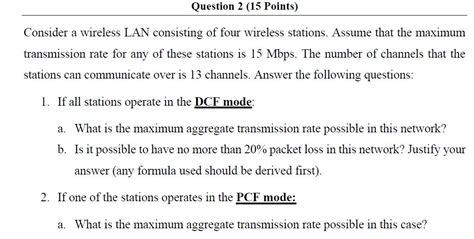 Question Points Consider A Wireless LAN Chegg Com