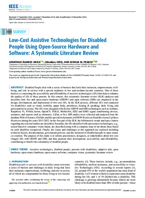 Pdf Low Cost Assistive Technologies For Disabled People Using Open Source Hardware And