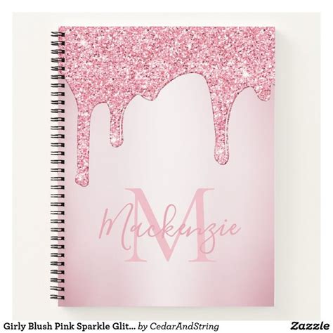 Pink Glitter Monogram Notebook