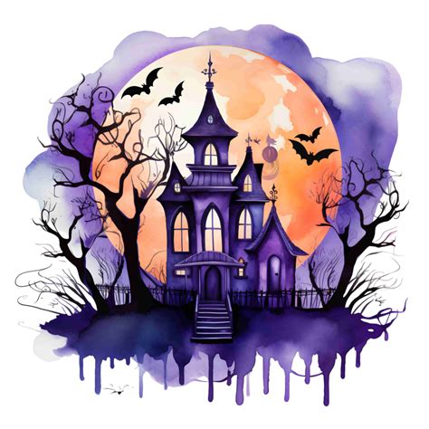 Cute Halloween Graphic Clipart With A Watercolor Illustration Of A