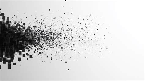 Abstract Black And White Pixel Dispersal Image Transitioning From Dense