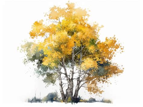 Quaking Aspen Tree Colored Sketch Digital Art Drawing PNG SVG 300dpi 4 3 Etsy