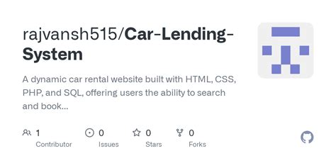 GitHub Rajvansh Car Lending System A Dynamic Car Rental Website Built With HTML CSS PHP