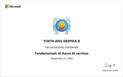 Yukta Anu Deepika B On Linkedin Microsoft Certification Azureai Fundamentals