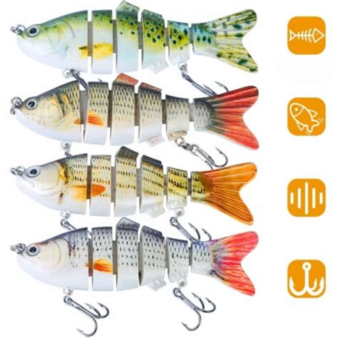 4pcs 10cm 20g Bass Fishing Lure 6 Segment Multi Jointed Lifelike Fish