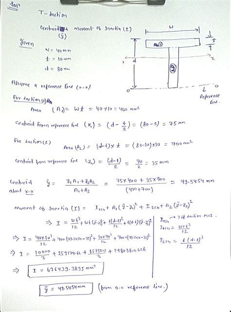 Solved Consider The T Section Shown Below Calculate The Centroid And
