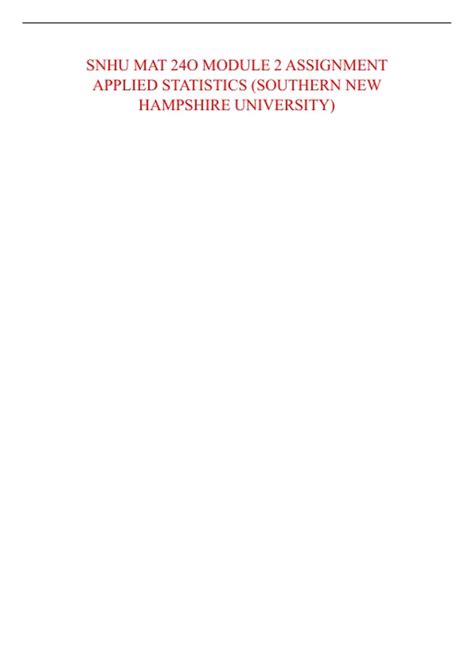 Snhu Mat 24o Module 2 Assignment Applied Statistics Southern New