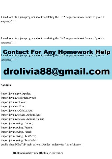 I Need To Write A Java Program About Translating The Dna Sequencpdf
