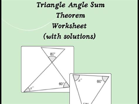 triangle angle sum theorem and exterior angle theorem worksheets with