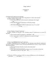 IV Dosage Calc Week Key Docx Bridge NUR IV Dosage Calc Week Calculate The IV Push