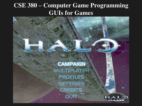 Ppt Cse 380 Computer Game Programming Guis For Games Powerpoint