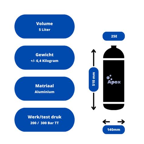 Aluminium Zuurstofcilinder 5 Liter