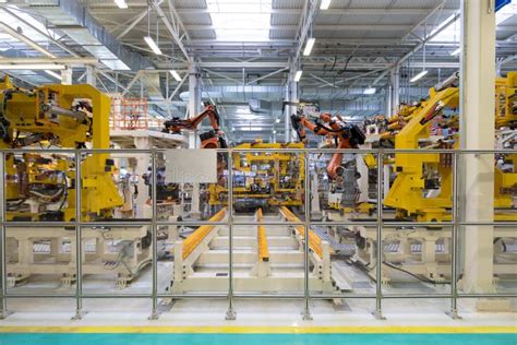 Process Of Welding Cars Modern Assembly Of Cars At Plant Automated Build Process Of Car Body