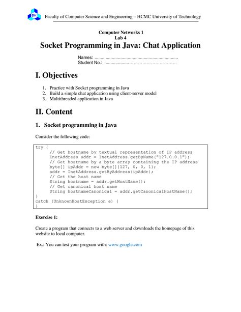 Lab C Socket Programming In Java Computer Networks Lab Socket Programming In Java Chat