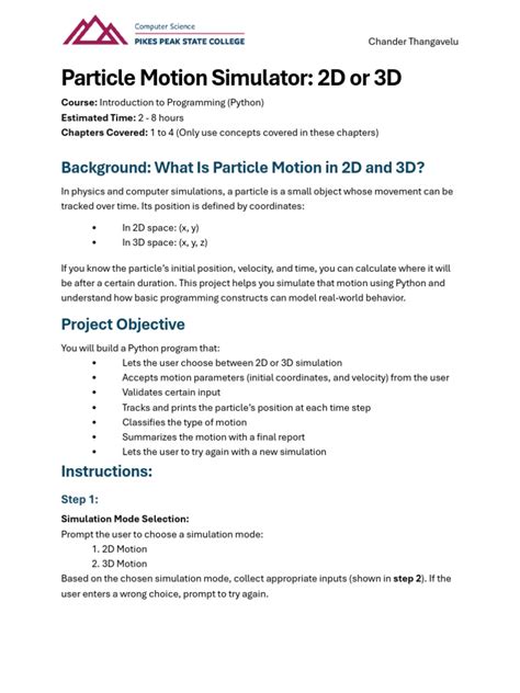 Python Particle Motion Simulator Guide Pdf Velocity Simulation