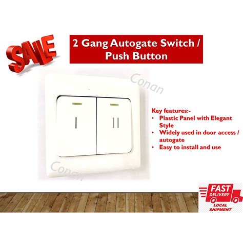 autogate 2 gang door open close push button indoor switch shopee