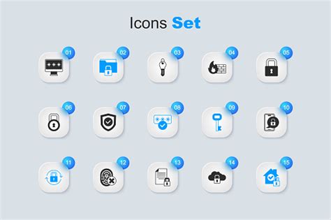 Set Cloud Computing Lock Shield With Check Mark Folder And Lock House Under Protection Mobile