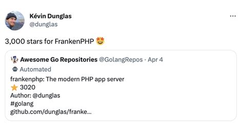 Kévin Dunglas On Twitter Rt Sulu Wow 3000 Stars For Frankenphp On