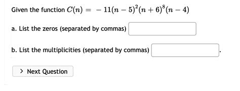 solved given the function c n 11 n 5 n 6 n 4