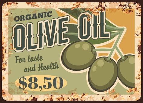 Premium Vector Olive Oil Rusty Metal Plate Vector Fresh Product