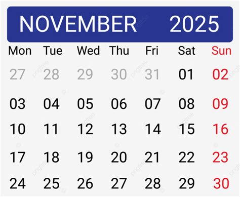 달력 2025년 11월 벡터 달력 2025 2025년 11월 달력 Png 일러스트 및 벡터 에 대한 무료 다운로드 Pngtree