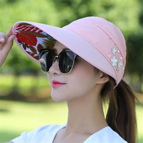 Summer Sun Hats Women Caps Wide Brim Hat Ladies Sun Visor Cap Anti Sun Protection Foldable Roll