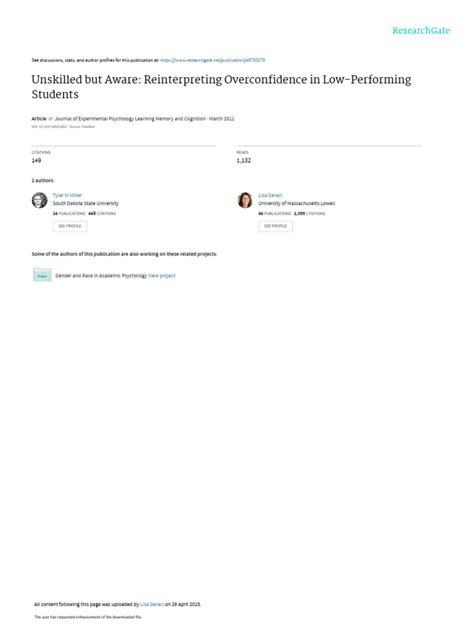 Abstract 1 Pdf Metacognition Psychological Concepts