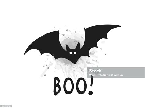 할로윈 2022 10 월 31 과자 안 주면 장난칠 거예요 벡터 손으로 그린 낙서 스타일 회색 수채화의 배경에 글자가있는 박쥐의 실루엣이 튀어 나옵니다 부 0명에 대한 스톡