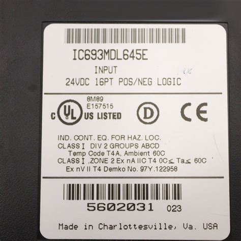 Ge Fanuc 24vdc 16pt Posneg Logic Input Module Ic693mdl645e