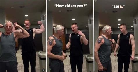86 Year Old Man Shows Young Bodybuilder How To Flex In Heartwarming