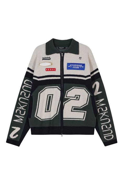 프로미스나인 송하영 정동원jd1 칙용 레이싱 니트 지퍼 가디건 딥 그린 Mskn2nd