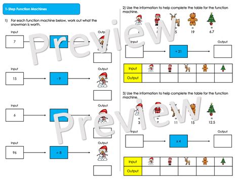Christmas Maths 1 Step Function Machines Worksheet Teaching Resources