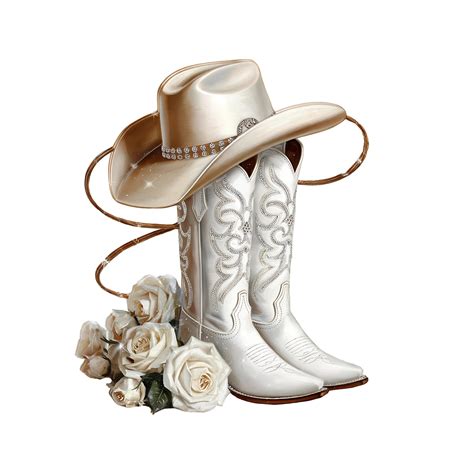 White Floral Cowgirl Boots Png Western Wedding Clipart Digital