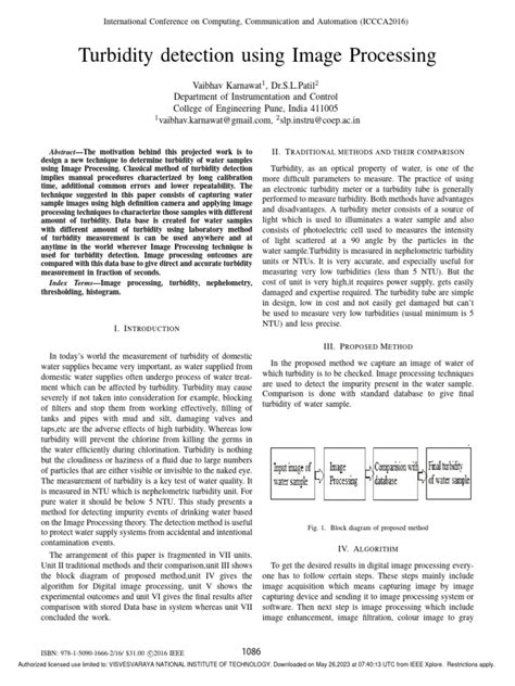 Turbiditydetectionusingimageprocessing Pdf Imaging Image