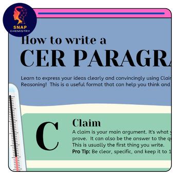 How To Write A CER Paragraph Classroom Poster By Snap Chemistry TPT