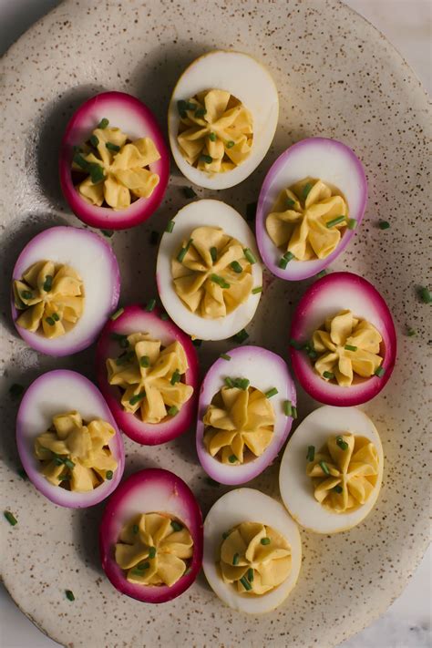 Naturally Dyed Pickled Deviled Eggs A Cozy Kitchen