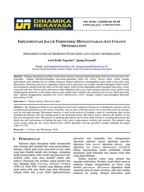 Implementasi Jalur Pendek Menggunakan Ant Colony O Pdf