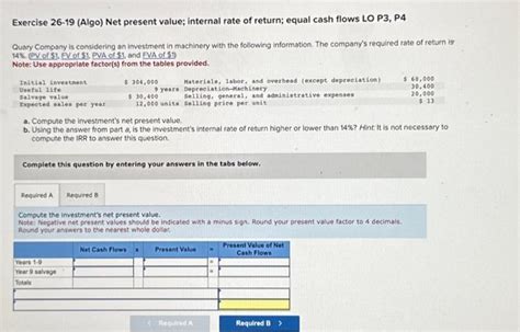 solved exercise 26 19 algo net present value internal