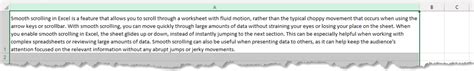 smooth scrolling in excel rows and columns