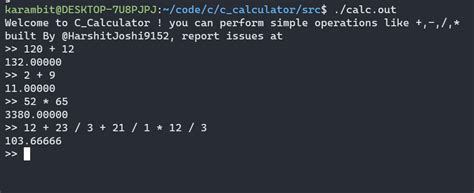 Github 0xkarambitccalculator An Interactive Cli Calculator Made In C Lang