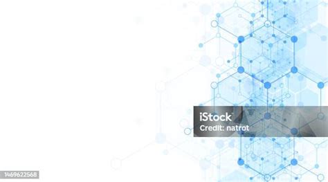 육각 패턴 배경 유전 연구 분자 구조 화학 공학 혁신 기술의 개념 설계 의료 과학 및 의학 배경에 사용 과학에 대한 스톡 벡터