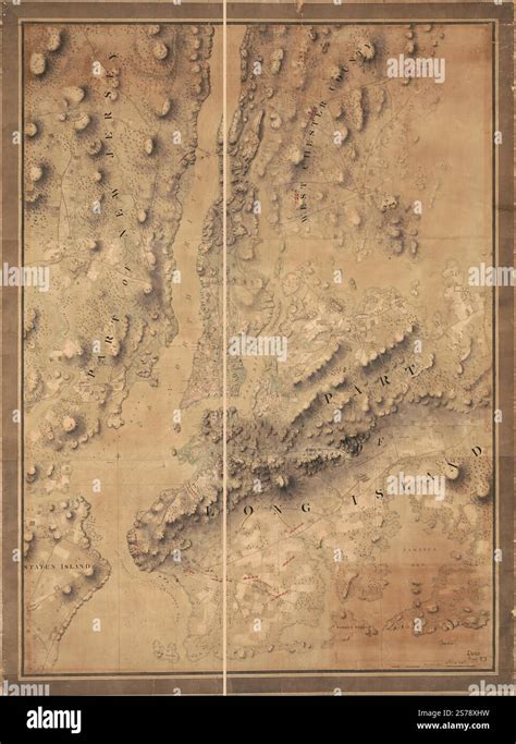 [manuscript Map Of British And American Troop Positions In The New York