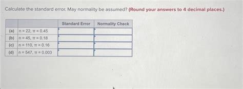 Solved Calculate The Standard Error May Normality Be