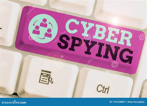 Handwriting Text Writing Cyber Spying Concept Meaning Form Of Cyber Attack That Steals