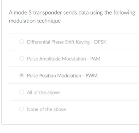solved a mode s transponder sends data using the following