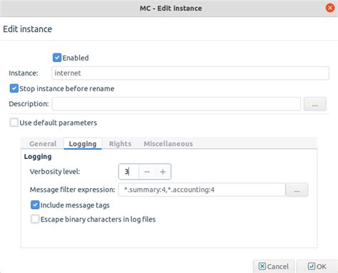 636 Instance Parameters — Logging Proxedo Network Security Suite 2 Administrator Guide
