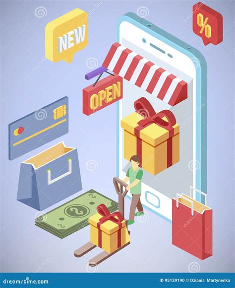 Isometric Smartphone Concept Stock Vector Illustration Of Communication Phone 95139190