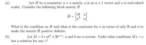 Solved Let H Be A Symmetric N X N Matrix U Is An N X 1