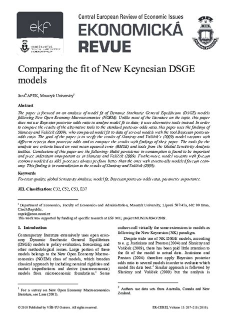 Pdf Comparing The Fit Of New Keynesian Dsge Models